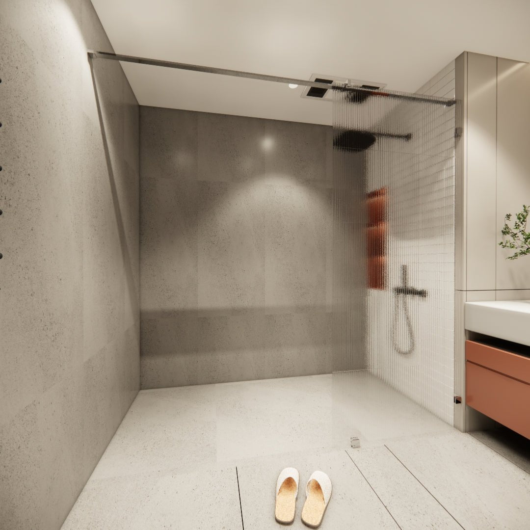 "Elegant Partial Chrome Fluted Shower | BathStory