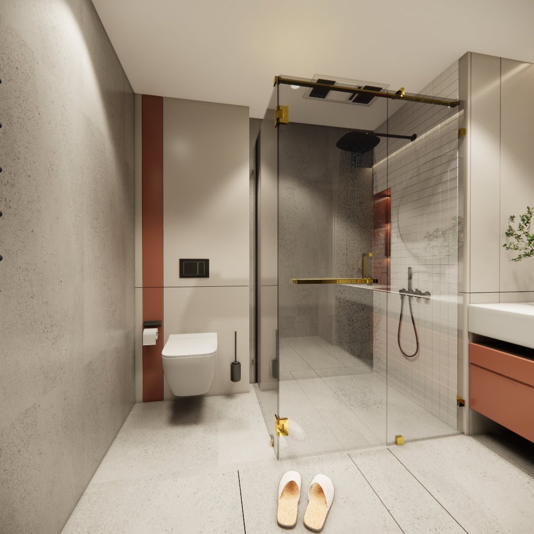 L-Type Gold Plain Shower - BathStory