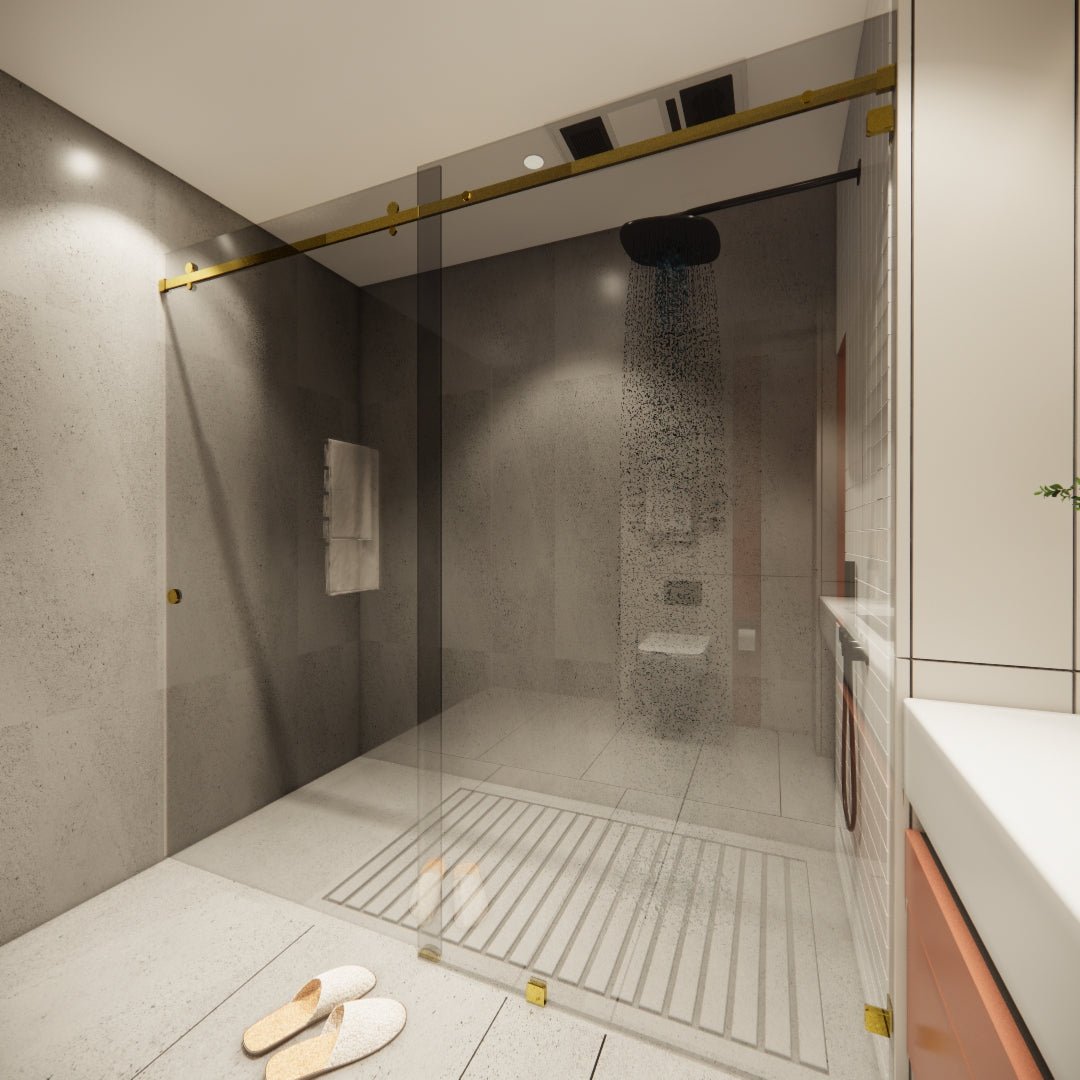 Sliding Gold Plain Shower - BathStory Luxury
