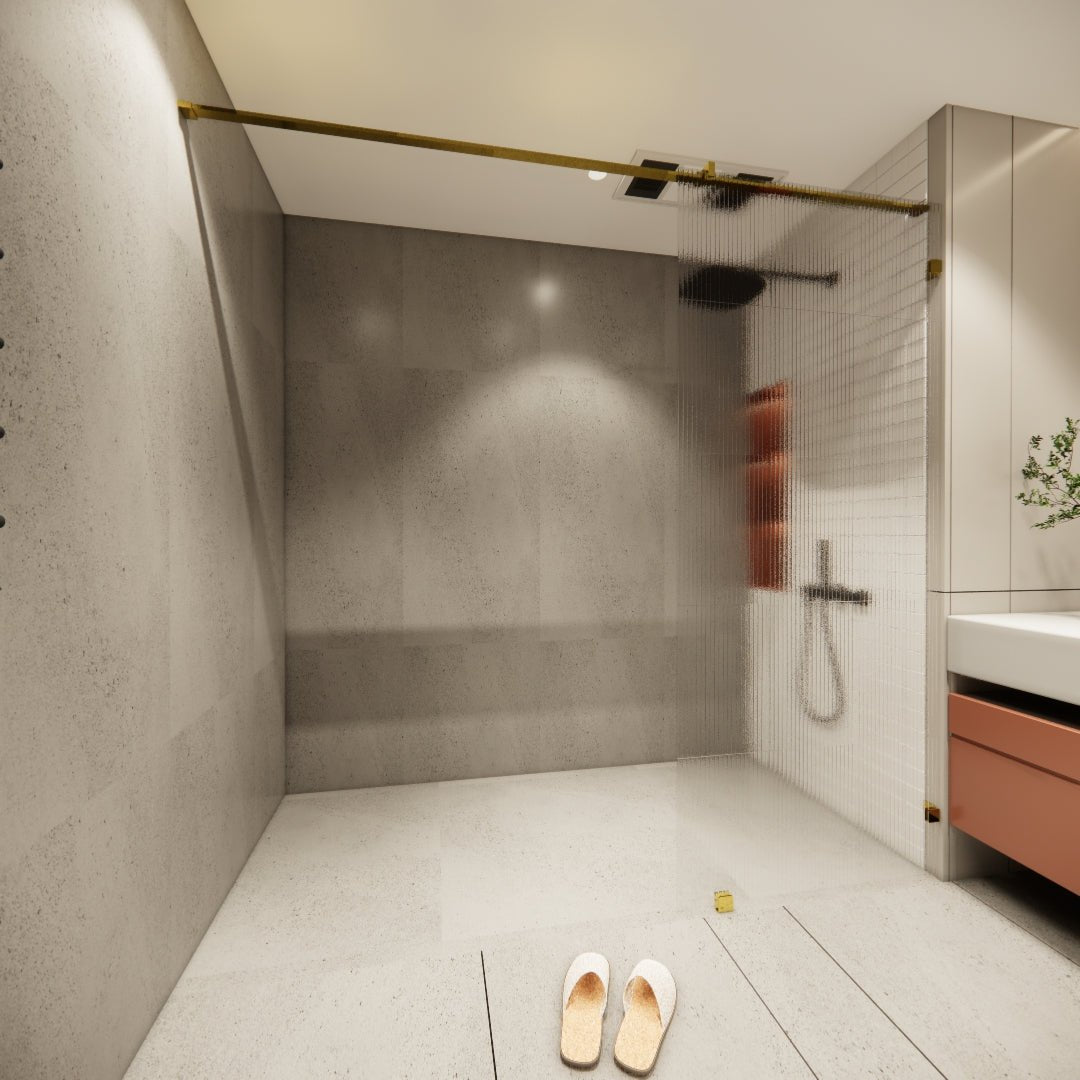 Partial Gold Fluted Shower Enclosures - Pure Elegance – BathStory