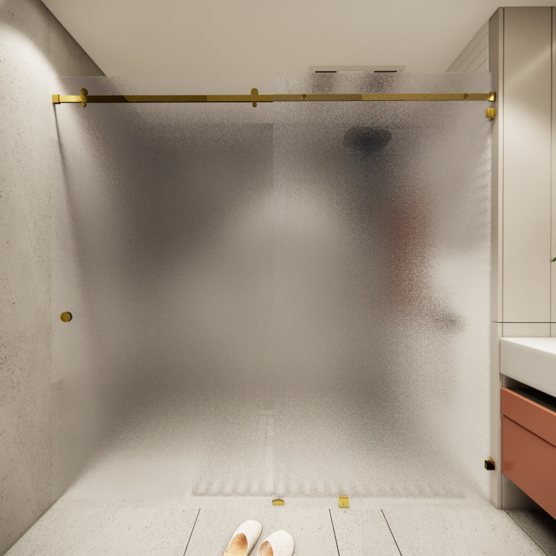 Sliding Gold Frosted Shower Enclosures - Opulent Design – BathStory