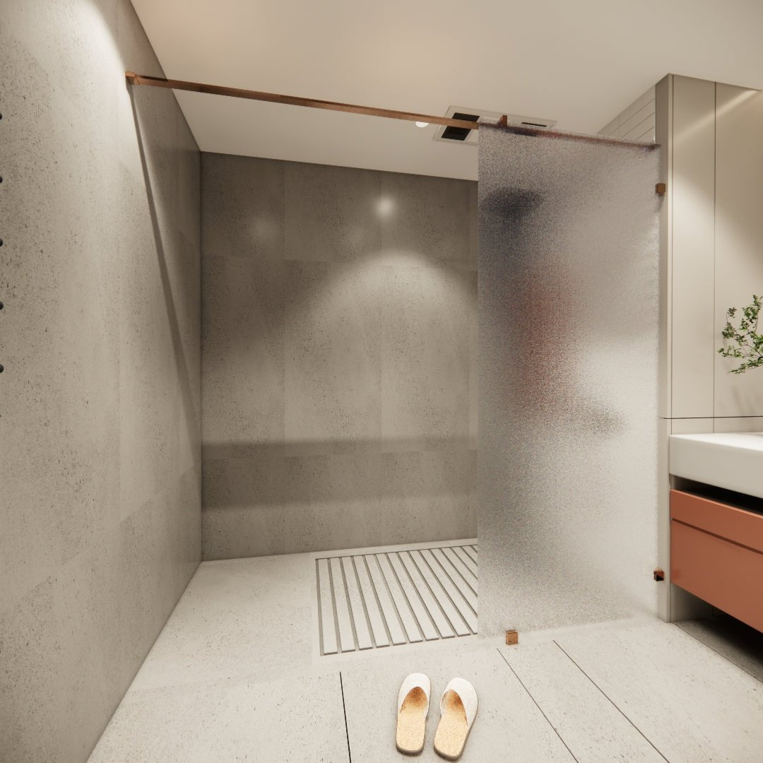 Elegant Partial Rose Gold Frosted Enclosures – BathStory