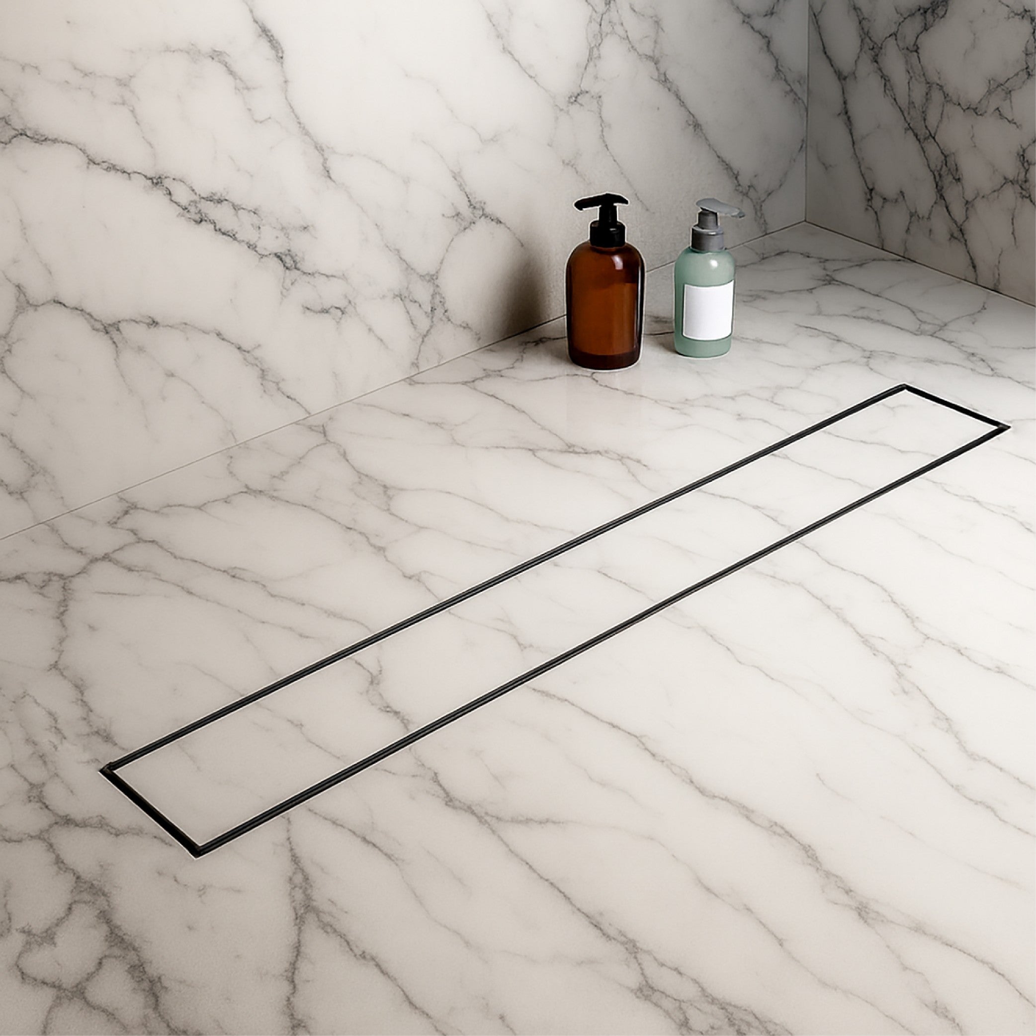 BathStory Tile Insert Shower Drain 24×4 (Side Hole) | Invisible Tile Finish